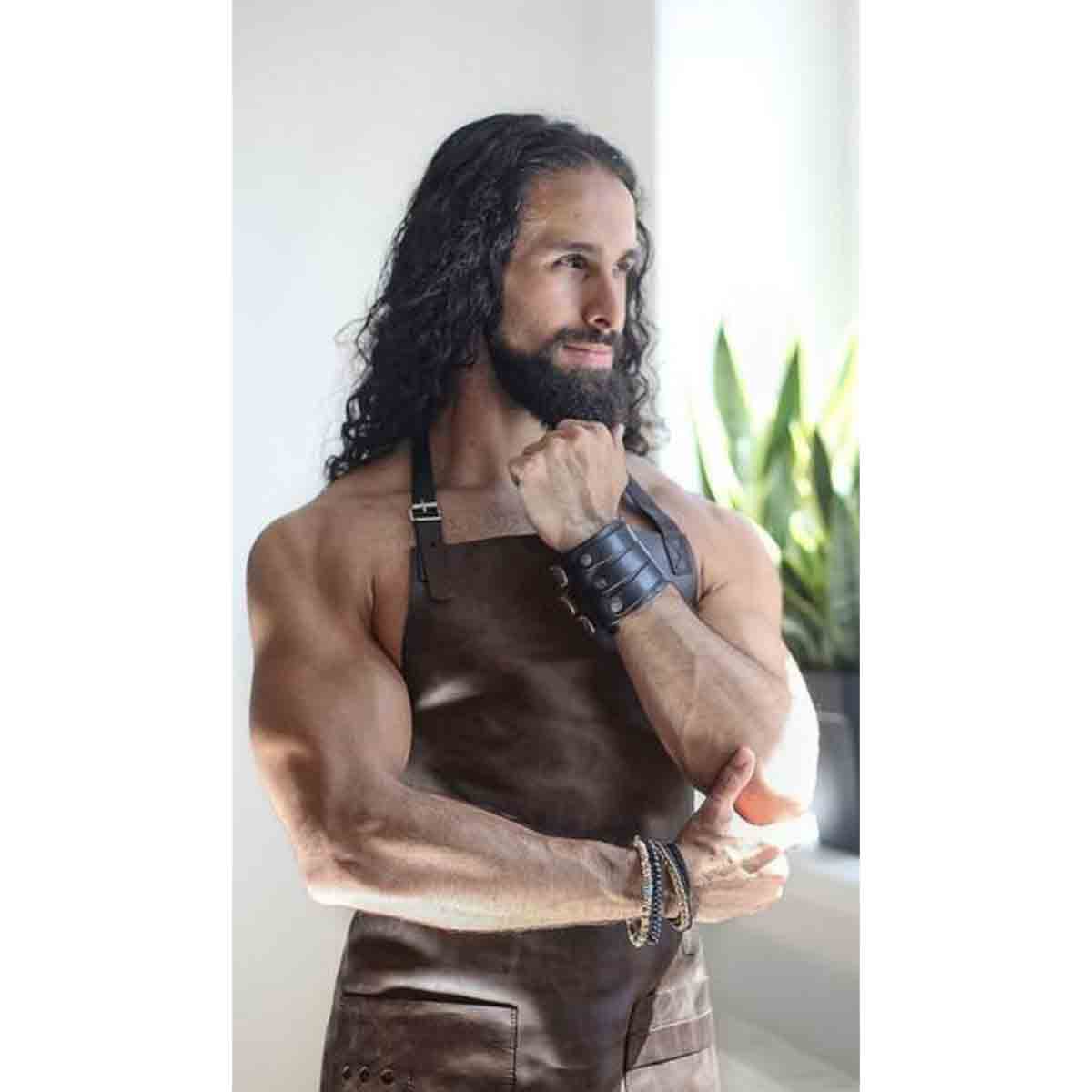 superlative men leather cooking apron